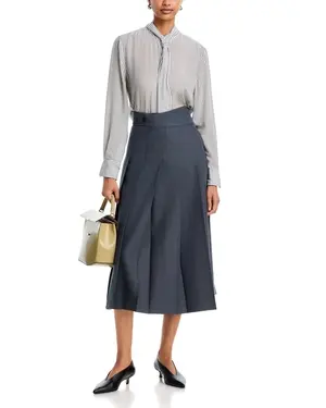 Thom Browne Silk Striped Blouse With Tie Detail