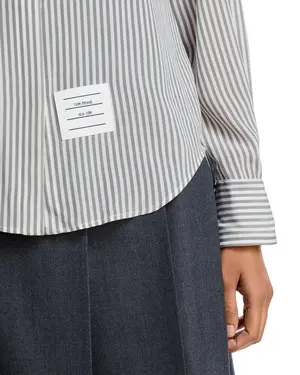 Thom Browne Silk Striped Blouse With Tie Detail