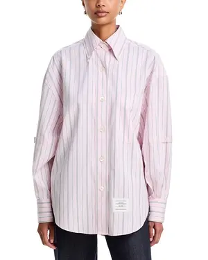 Thom Browne Striped Cotton Shirt - Light Pink