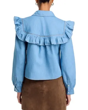 AREA STARS Ruffled Denim Shirt