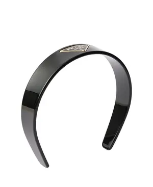 Prada Headband With Triangle Logo - Black
