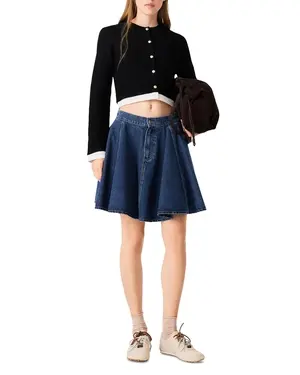 Maje Contrast Trim Long Sleeve Cardigan