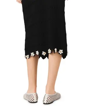 Maje Jipearl Jeweled Flowers Knit Skirt