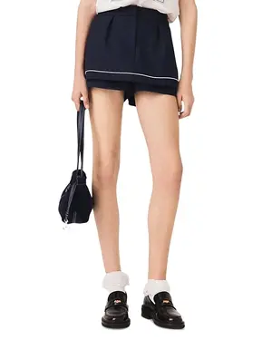 Maje Layered Effect Suit Shorts - Navy