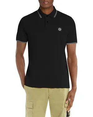 Stone Island Corta Slim Fit Cotton Blend Polo Shirt - Black