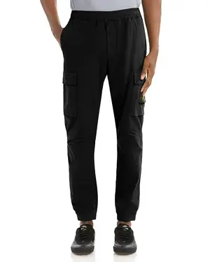 Stone Island Pantalone Slim Fit Tapered Cotton Blend Pants - Black