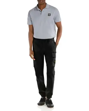 Stone Island Pantalone Slim Fit Tapered Cotton Blend Pants - Black