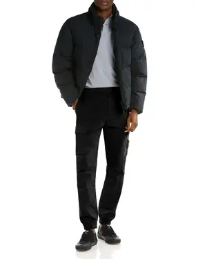 Stone Island Pantalone Slim Fit Tapered Cotton Blend Pants - Black