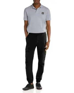 Stone Island Pantalone Slim Fit Tapered Cotton Blend Pants - Black