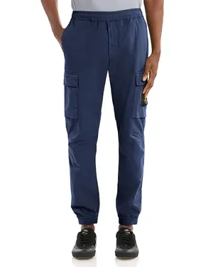 Stone Island Pantalone Slim Fit Tapered Cotton Blend Pants - Navy Blue