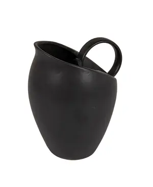 OLIVE GROVE Textured Stoneware Pitcher With Reactive Glaze - Black