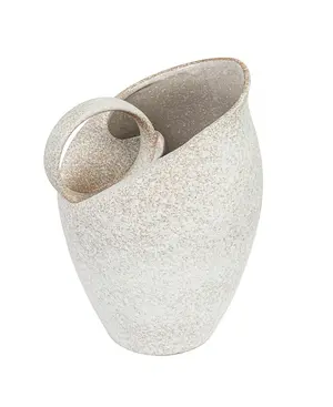 OLIVE GROVE Textured Stoneware Pitcher With Reactive Glaze - White