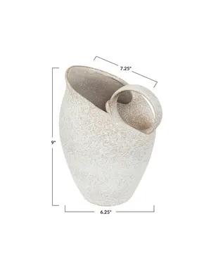 OLIVE GROVE Textured Stoneware Pitcher With Reactive Glaze - White