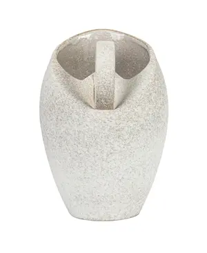 OLIVE GROVE Textured Stoneware Pitcher With Reactive Glaze - White