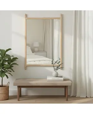 ROWENA INTERIORS Rectangular Wall Mirror With Wood Dowel Frame