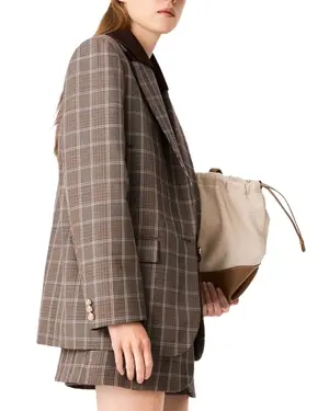 Maje Vapimi Removable Collar Check Jacket