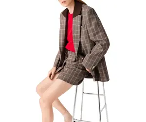 Maje Vapimi Removable Collar Check Jacket