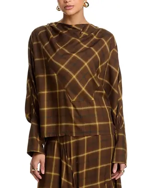 Co Printed Wl Neck Straight Tunic Top - Chocolate