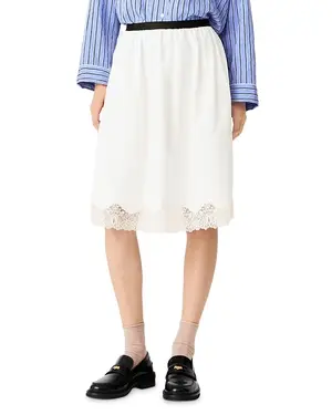 Maje Jentelle Lace Hem Skirt - White