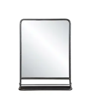 OLIVE GROVE Metal Framed Wall Mirror With Shelf - Black