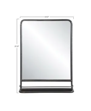 OLIVE GROVE Metal Framed Wall Mirror With Shelf - Black
