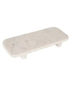 OLIVE GROVE Marble Footed Serving Pedestal - White
