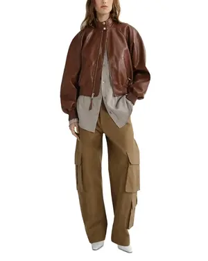 AGOLDE Nova Faux Leather Bomber Jacket