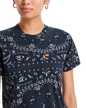 Aviator Nation Bandana Crewneck Boyfriend Tee - Charcoal