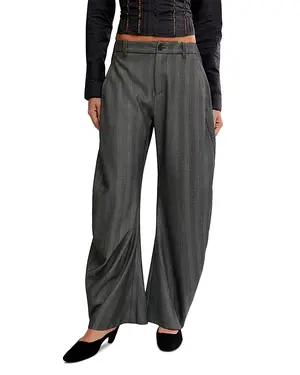 Free People Spotlight Barrel Pants - Grey Combo