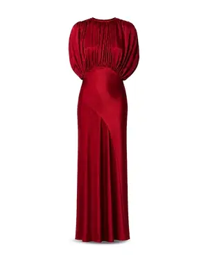 Tove Silk Gathered Maxi Dress - Claret