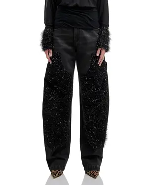 DARKPARK Audry Double Knee Lurex Barrel Leg Carpenter Jeans In Washed - Black