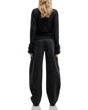DARKPARK Audry Double Knee Lurex Barrel Leg Carpenter Jeans In Washed