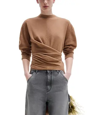 DARKPARK Gia Cashmere Side Slit Long Tee - Camel