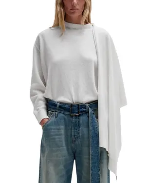 DARKPARK Addison Wool Cashmere Knit Scarf Top - White