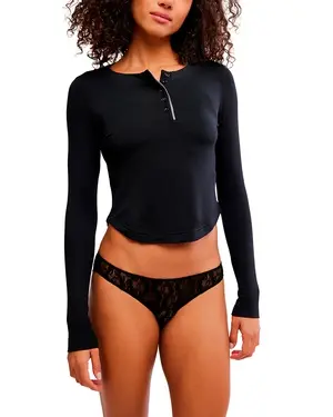 Free People Dream State Henley Top - Fp Black