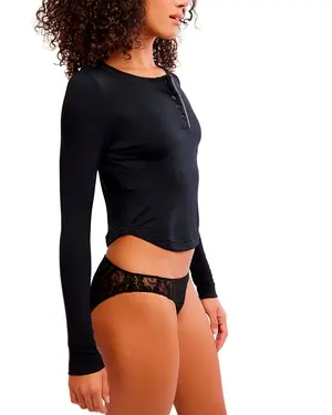 Free People Dream State Henley Top - Fp Black
