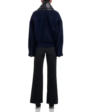 DARKPARK Cashmere Wool Leather Fold Collar Bomber Jacket