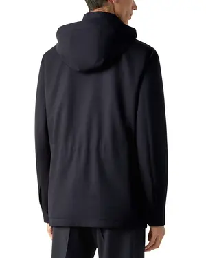 Zegna Microfiber Motorin Detachable Hood Car Coat