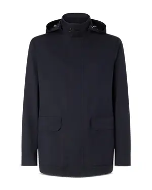 Zegna Microfiber Motorin Detachable Hood Car Coat