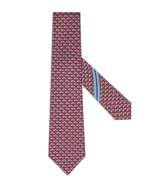 Zegna Printed Aurelia Car Pattern Silk Classic Tie - Dark Red