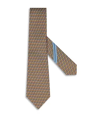 Zegna Printed 's Founder's Pen Pattern Silk Classic Tie - Dark Orange
