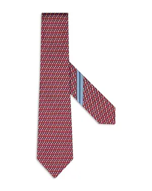 Zegna Printed 's Founder's Pen Pattern Silk Classic Tie - Dark Red
