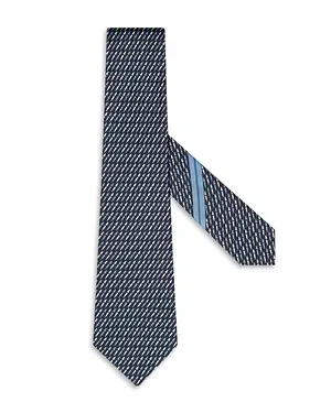 Zegna Printed 's Founder's Pen Pattern Silk Classic Tie - Navy Blue