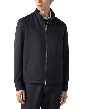 Zegna Microfiber Motorin Blouson Jacket - Navy Blue