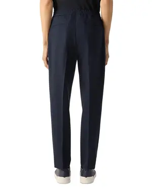 Zegna Regular Fit Pleated Wool Pants - Navy Blue