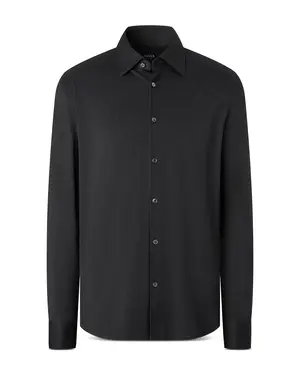 Zegna Cashmere Blend Button Down Shirt - Navy Blue