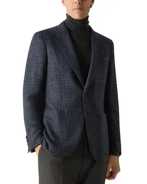 Zegna Regular Fit Cashmere Silk & Linen Jacket - Navy Blue