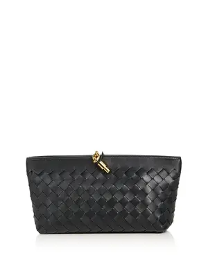 Bottega Veneta Andiamo Intrecciato Leather Pouch Black/brass