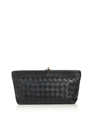 Bottega Veneta Andiamo Intrecciato Leather Pouch - Black/brass