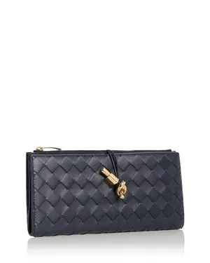 Bottega Veneta Andiamo Intrecciato Leather Wallet - Midnight/muse Brass
